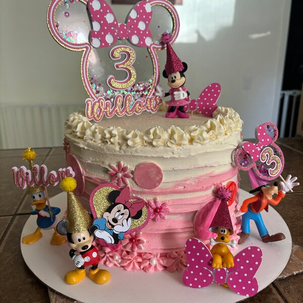 Minnie Mouse Inspired Personalizable Cake Topper and 3D Number - Etsy