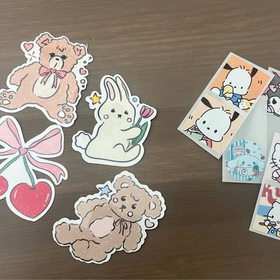 Coquette Vinyl Stickers Teddy Bear, Cherry Hearts, Bunny, Rabbit - Etsy