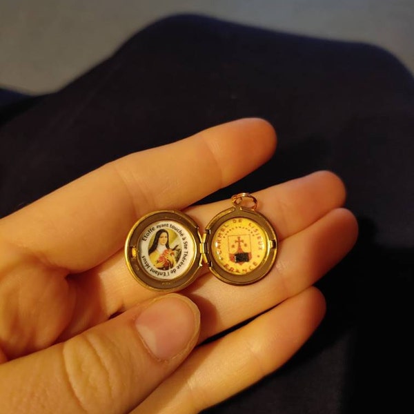 St Therese Relic Locket – Rose Gold Religious Keepsake - Etsy