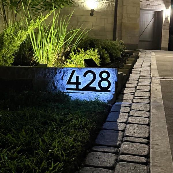 Solar Powered LED Backlit House Number, Light up House Numbers, Address ...