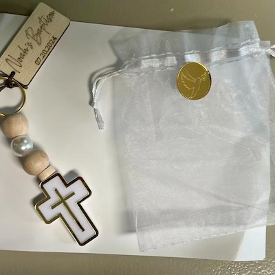 Christening Guest Favors, Personalized Mini Wooden Rosary Favor Baptism ...