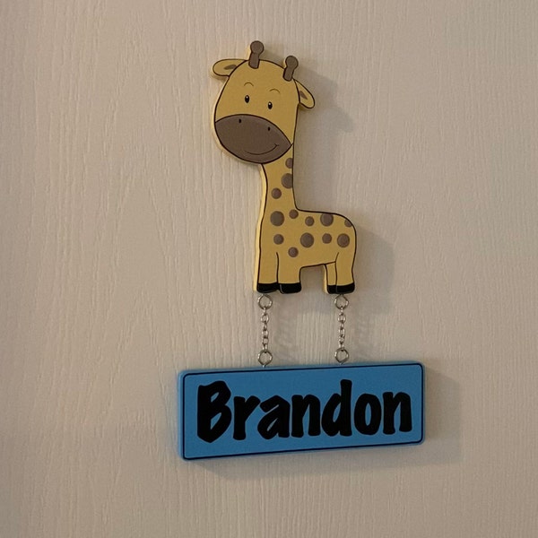 Giraffe Kids Door Sign, Kids Giraffe Name Sign, Jungle Animal Nursery ...