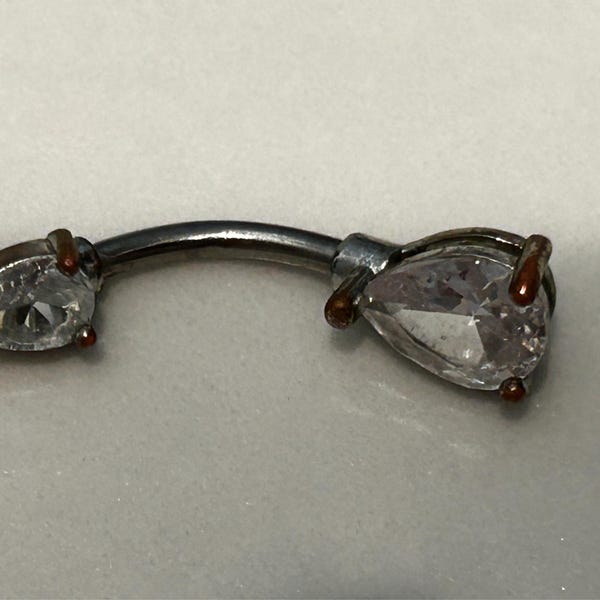 14G 316L Stainless Steel Crystal Belly Button Ring/ Silver/ Rose Gold Navel Ring/belly Button ...