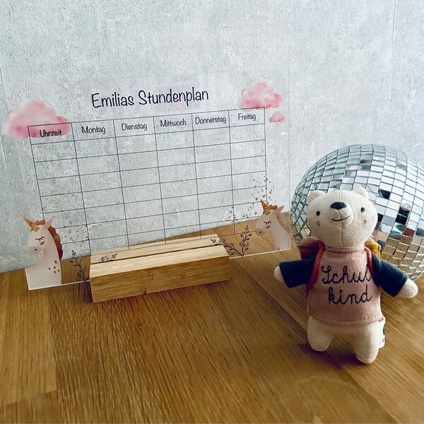 Wipeable Timetable Personalized Timetable Student Plan Acrylic Glass ...