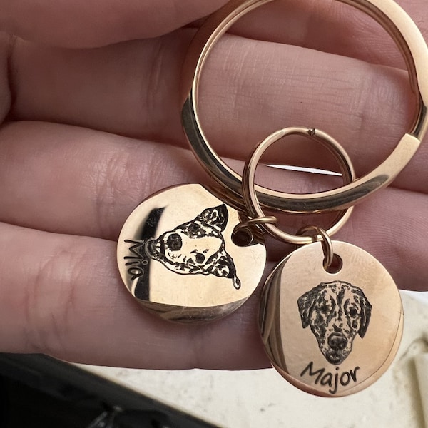 Personalized Dog Keychain - Custom Dog Portrait Keychain -pet Keychain ...