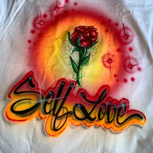 Airbrushed Rose Design Shirt With Personalized Name of Your Choice - Etsy