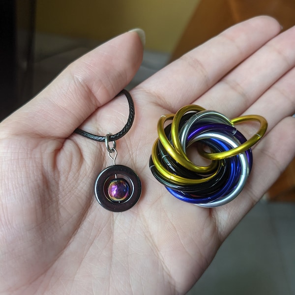 Moon Spinner Fidget Necklace / Two sided Stim Toy Pendant / Scale ...