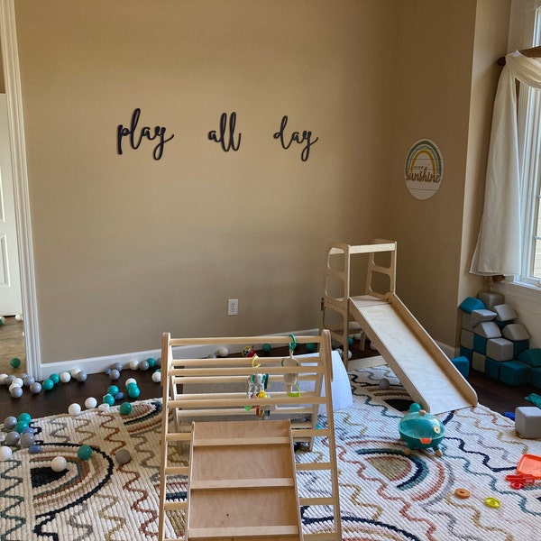 Play All Day Word Cutout | Playroom Decor Sign | Kids Room Wall Decor ...