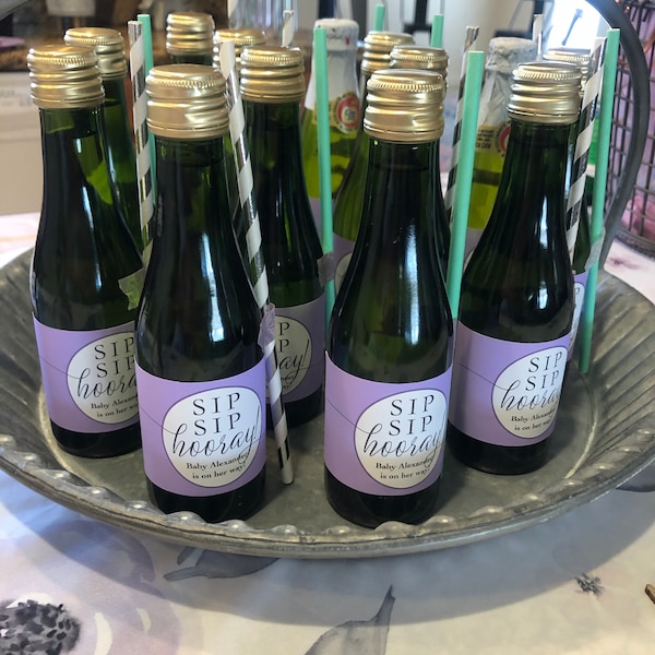 Sip Sip Hooray Mini Wine Labels - Birthday Mini Champagne Bottle Labels ...