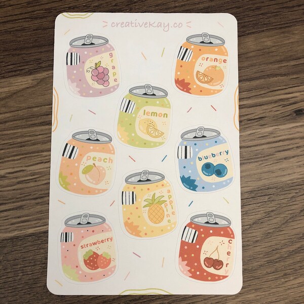 Cute Fruit Mini Drinks Sticker Sheet | Journal Stickers - Etsy
