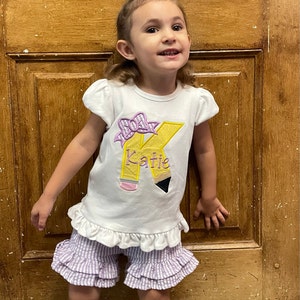 Embroidered Back to School Set, Applique Pencil Shirt, Personalized ...