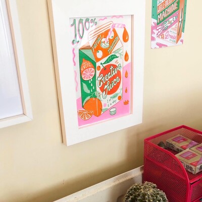 Creative Juice A5 Risograph Print, Orange Juice Wall Art - Etsy