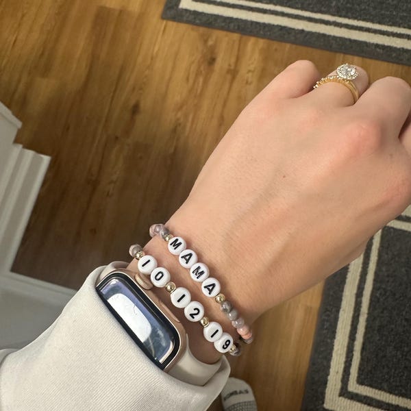 Custom Word Beaded Bracelet, Custom Name Beaded Bracelet, Personalized ...