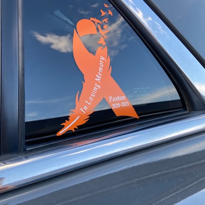 Orange Leukemia Ribbon Decal Leukemia Awareness Feather - Etsy