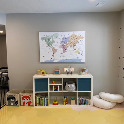 Canvas Multicolor Educational World Map Travel Wall Art Kids World Map ...