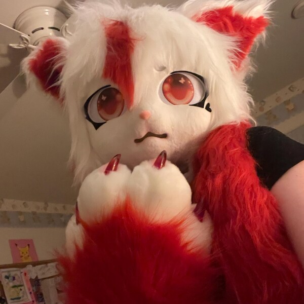 Pink-bombing Star Eye Kitty Fursona Kig Mask Head, Cosplay Furrysuit ...