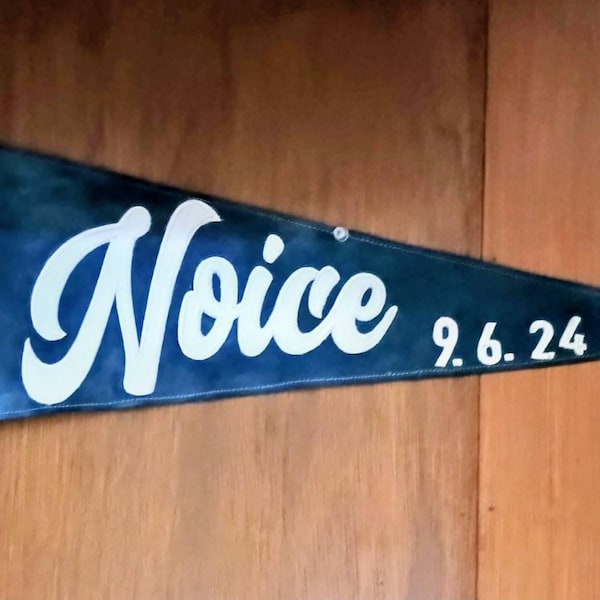 Two Line Large Custom Suede and Leather Pennant Flag Banner ...