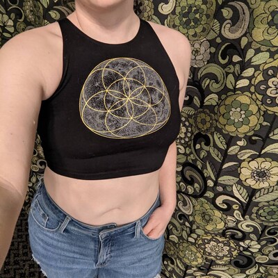 Seed of Life Moon Crop Top Sacred Geometry Crop Top Glow in the Dark ...