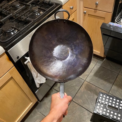 14 Carbon Steel Hand Forged Wok - Etsy