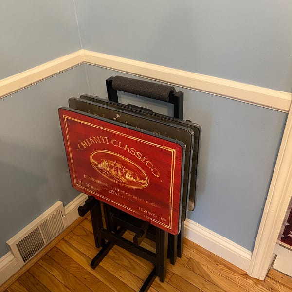 Custom TV Tray Holder - Solid Handcrafted Maple Wood With Wood Dowel ...