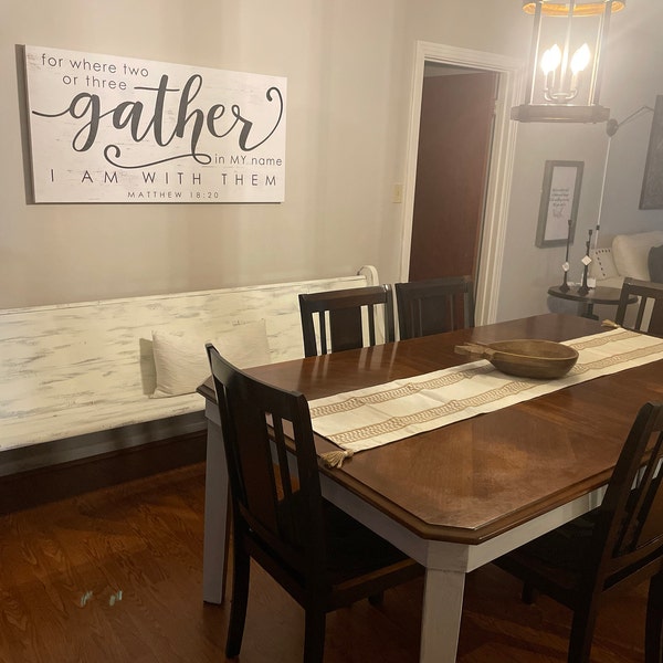 GATHER Sign Matthew 18:20 Modern Farmhouse Decor Fixer Upper Sign Home ...
