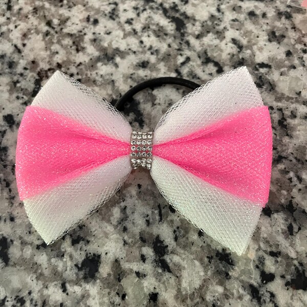 Pink and Green Tulle Hair Bow, Wicked Hair Bow, Defy Gravity, Girls ...