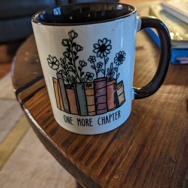 One More Chapter Mug, Gift for Book Lover, Floral Book Mug, Reading Mug ...
