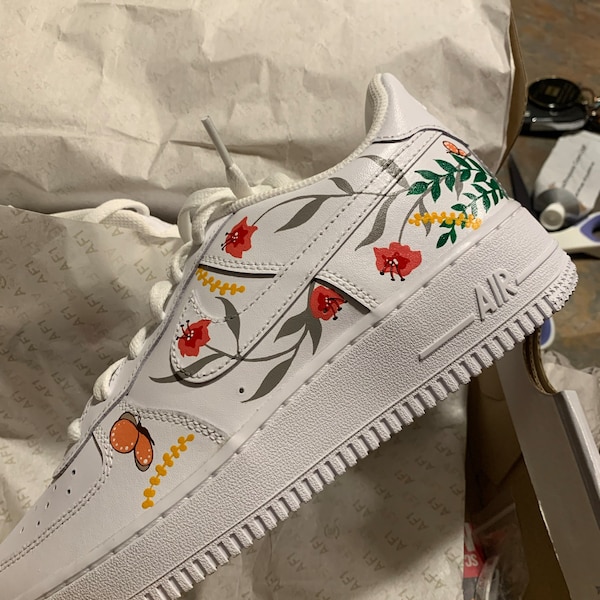 Custom Air Force 1 Sneakers Pink Flowers | Low Tops | Hand-painted Af1s ...