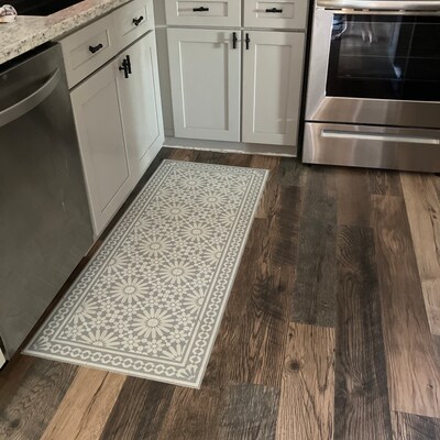 Vinyl Rug Runner With Vintage Tiles and Decorative Frame. Spanish Tiles ...