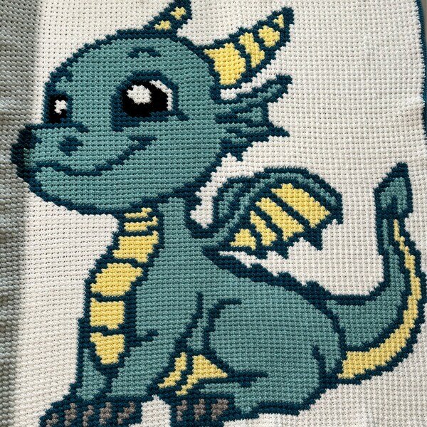 Cute Baby Dragon Graph + Written Pattern for C2C & Tapestry Crochet ...