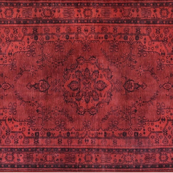 Turkish Red Rug, Oriental Rug for Home Living Room, Ethnic Rug, Area ...