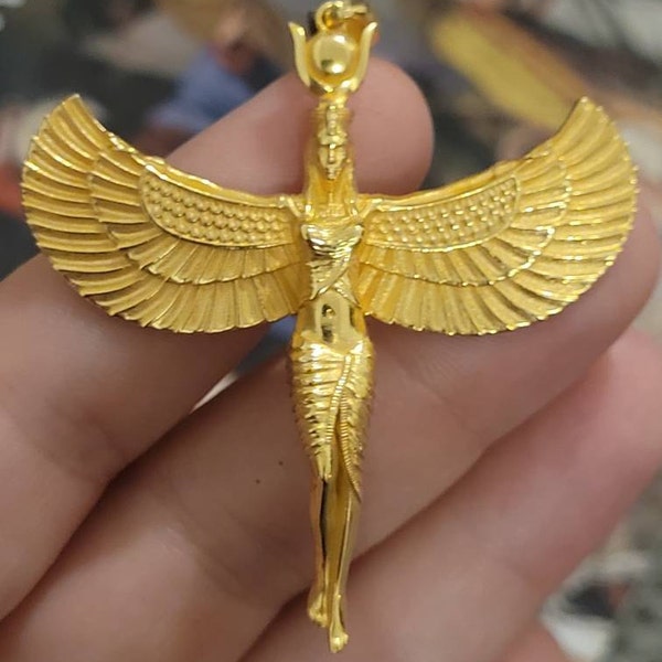Gold Goddess Isis Jewelry, Handcrafted Egyptian Art Necklace, Ancient ...