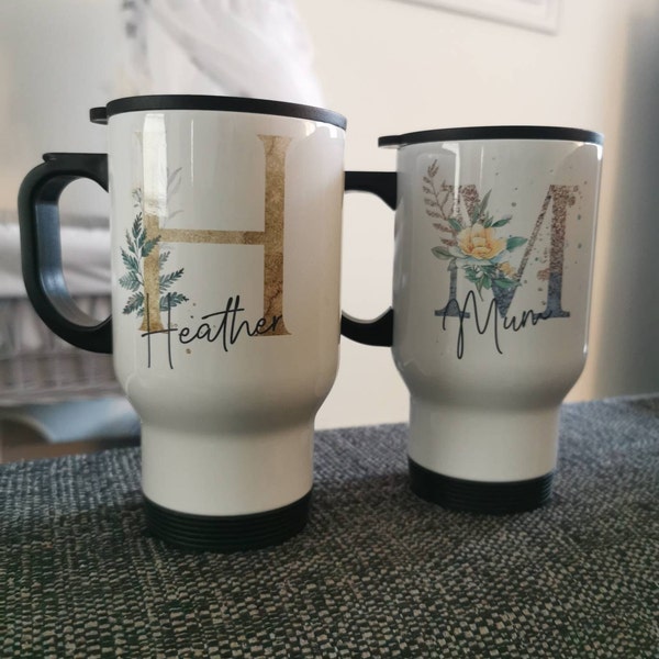 Personalised Travel Mug, Name & Initial Travel Mug, Gift for Her - Etsy UK