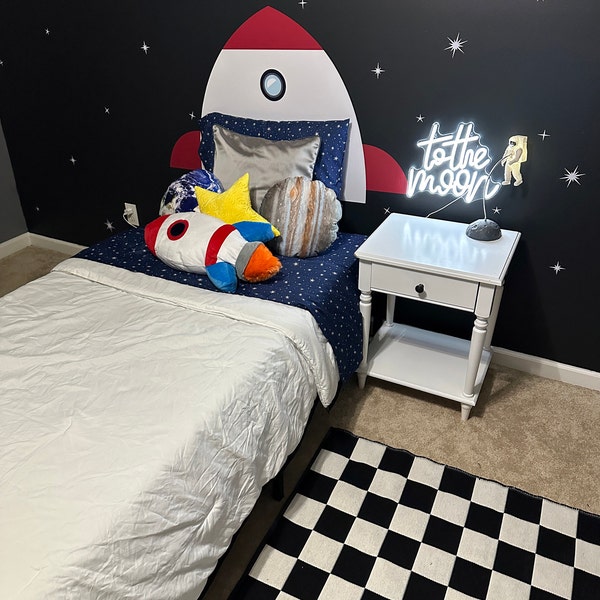 Rocket Ship Headboard Decal, Space Ship Astronaut Rocket, Outer Space ...