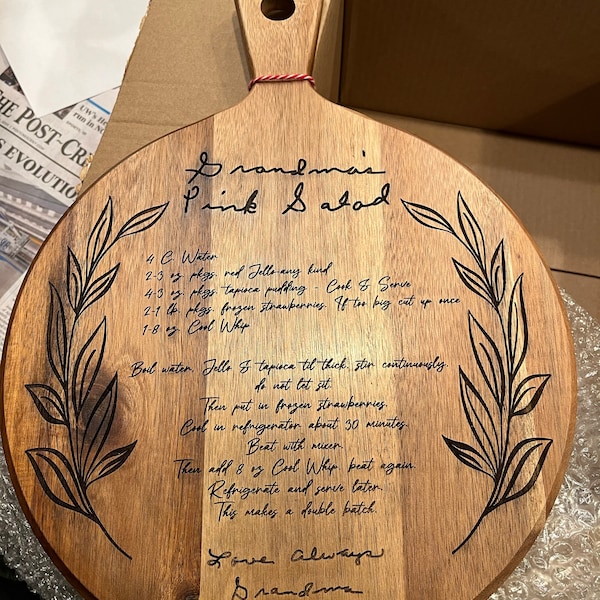 Custom Engraved Acacia Wood Recipe Cutting Board 12 Personalize With ...