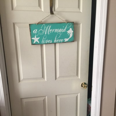 Mermaid Decor, Mermaid Sign, Mermaid Lives Here, Beach Sign, Beach ...