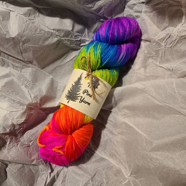 Hand Dyed Variegated Fluorescent Neon Rainbow Sock, Dk, Bulky, Super ...