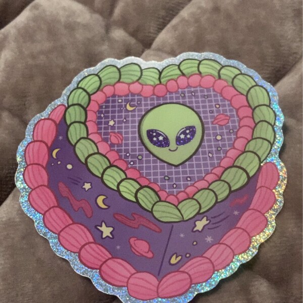 Alien Cake Holographic Glitter Vinyl Sticker. - Etsy