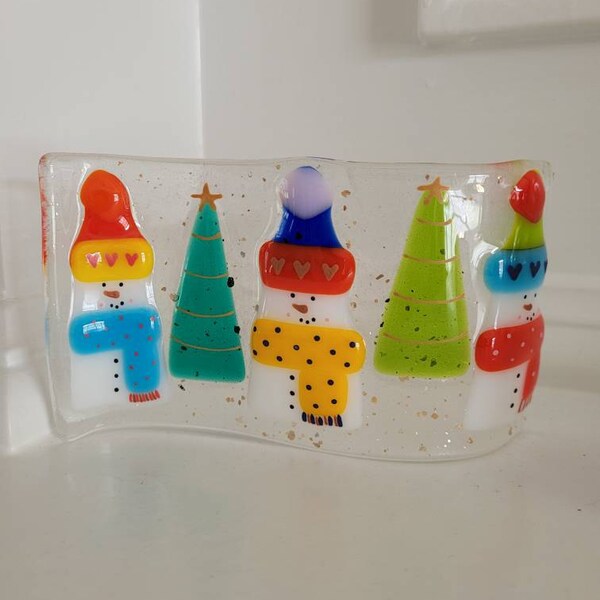 Fused Glass Santa Decoration Fused Glass Christmas Decoration, Father ...