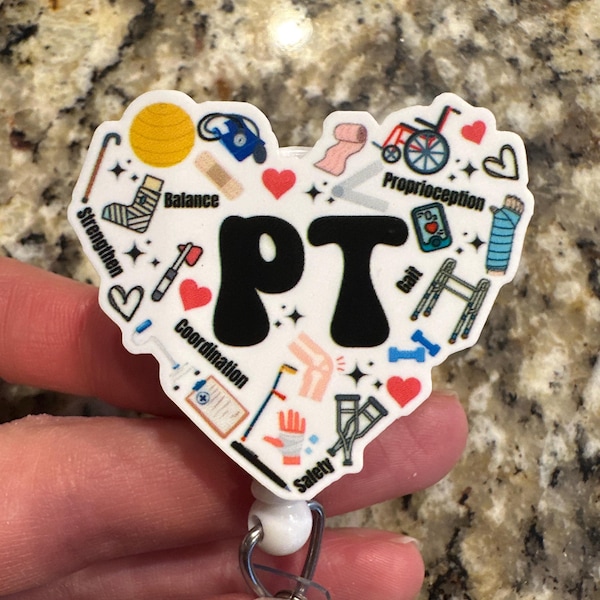 PT Badge Reel - Physical Therapist Badge Reel - Nurse Badge Pull ...