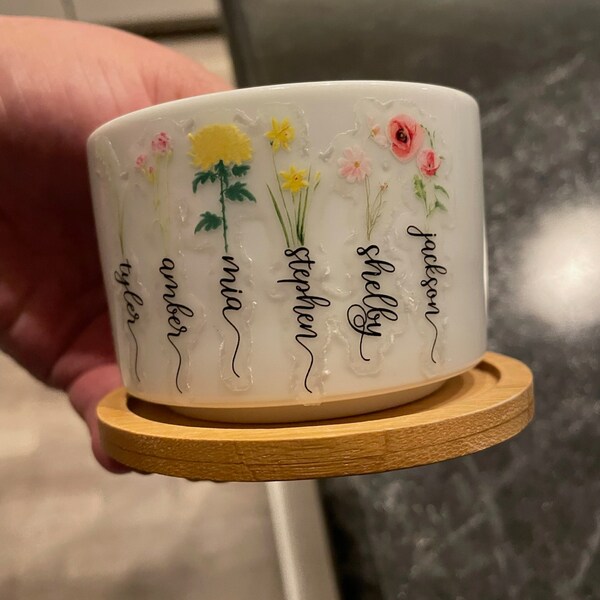 Custom Birth Month Flower Plant Pot, Mom & Kids Flower Pot, Grandma ...