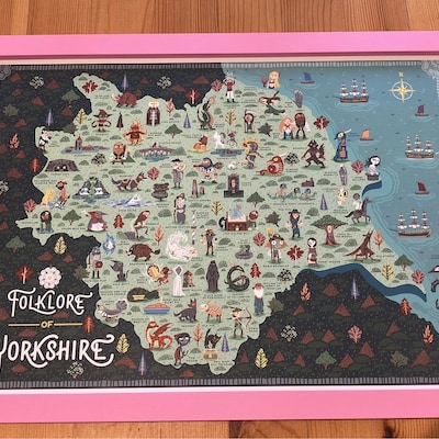 Illustrated Map, Mythical Beasts of England, A3 Art Print Active - Etsy UK