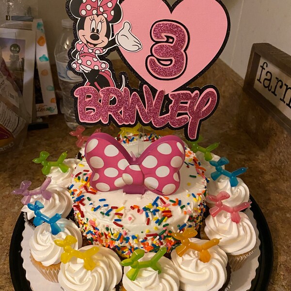 Personalize Minnie Mouse Name Cake Topper, Minnie Mouse Club House Name ...