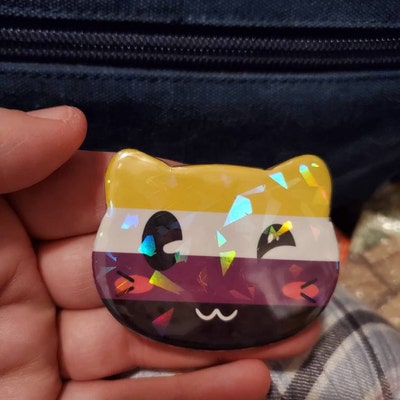 Nonbinary Pride Button Cat Kitty Pan Non Binary Gender Neutral Flag Pin ...