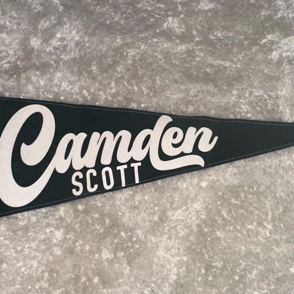 Two Line Large Custom Suede and Leather Pennant Flag Banner ...