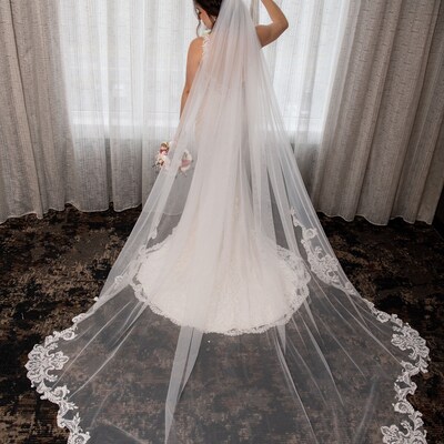Vintage Wedding Veil,cathedral Veil With Comb,long Bridal Veil Soft ...
