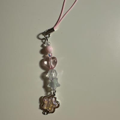 Pink Phone Charm Cute Beaded Keychain Aesthetic Phone Straps Y2k Star ...