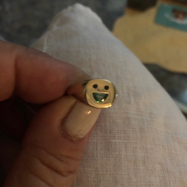 Gold Plated Smiley Face Ring, Emoji Ring, Happy Face Ring, Gold Chunky ...