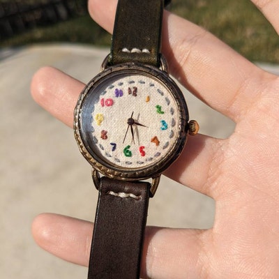 Vintage Retro Handcraft Watch With Handstitch Leather Band /// A Cute ...