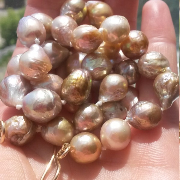Real Pearls. Pearl Pendant and Earring Set. Ripple Pearls. Green Gold ...